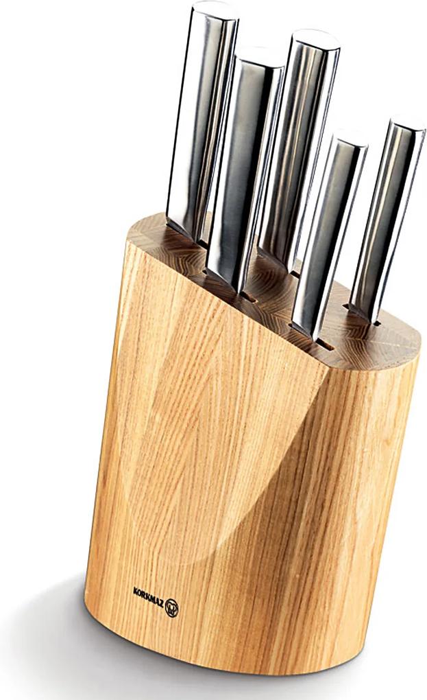 KORKMAZ Pro Chef 5ks - set nožů v dřevěném bloku