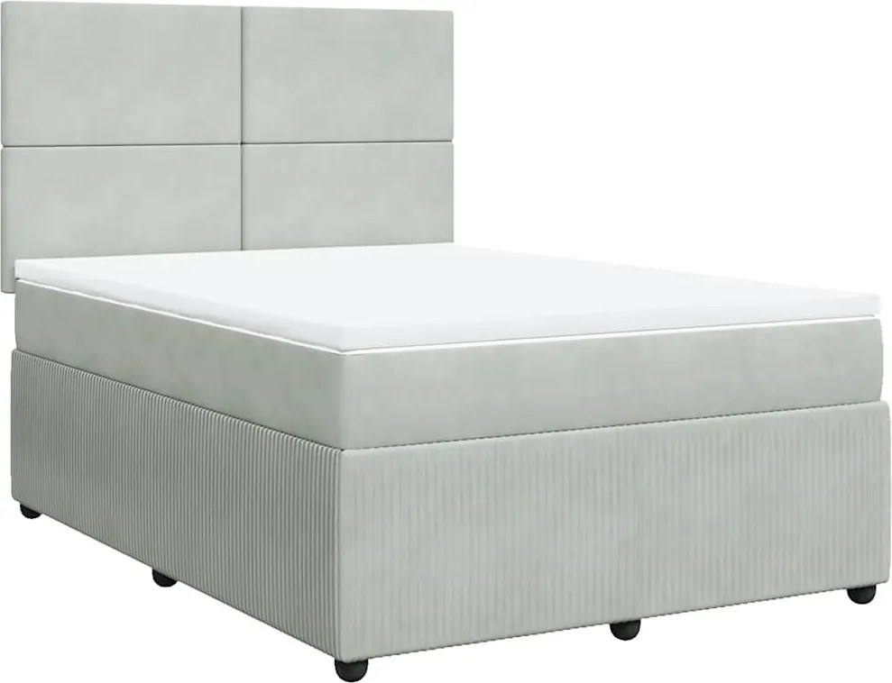 Box spring postel s matrací světle šedá 140x200 cm samet 3292352