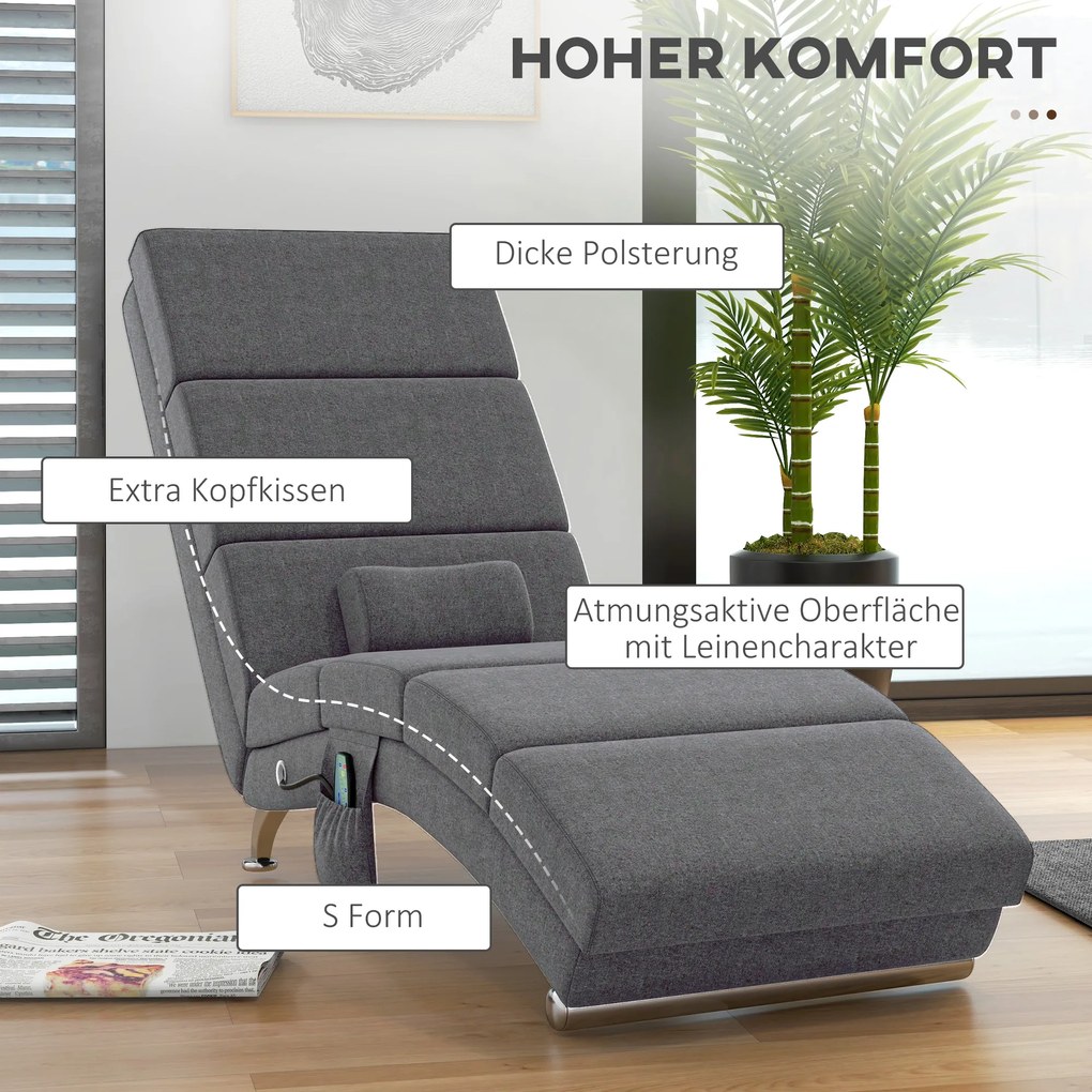 HOMCOM polohovací křeslo s masážní funkcí elektrické lounge křeslo masážní křeslo s vysokým opěradlem, dálkové ovládání, skládací TV křeslo s 5 režim…