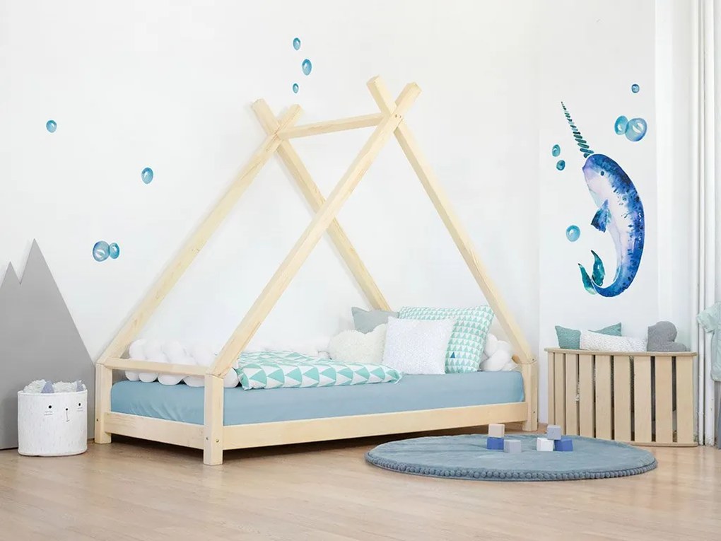 Benlemi Dětská domečková postel TAHUKA ve tvaru týpí Zvolte barvu: Béžová, Zvolte rozměr: 120x180 cm