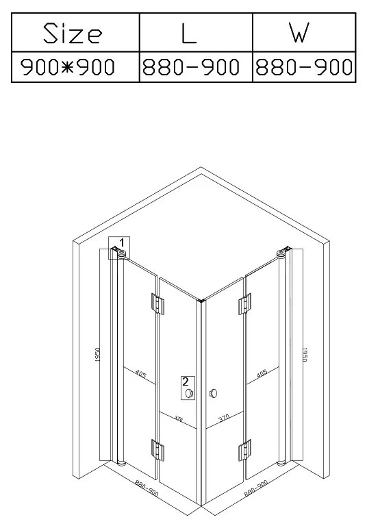 BPS-koupelny Čtvercový sprchový kout HYD-SK08M 90x90 černá/transparent