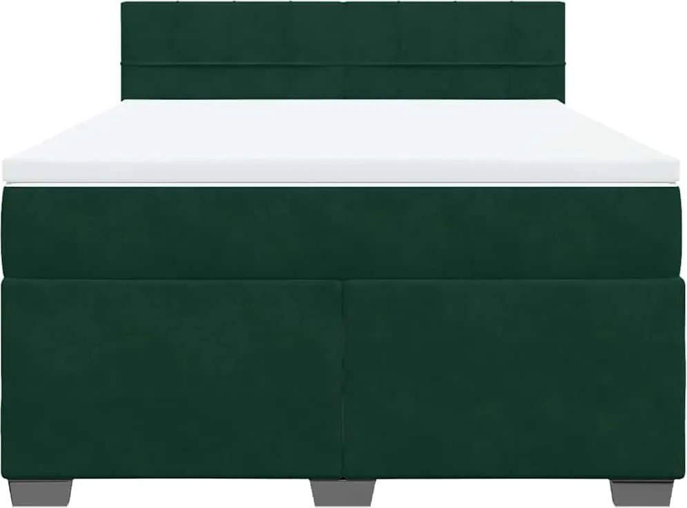 Box spring postel s matrací tmavě zelená 140x200 cm samet 3286339