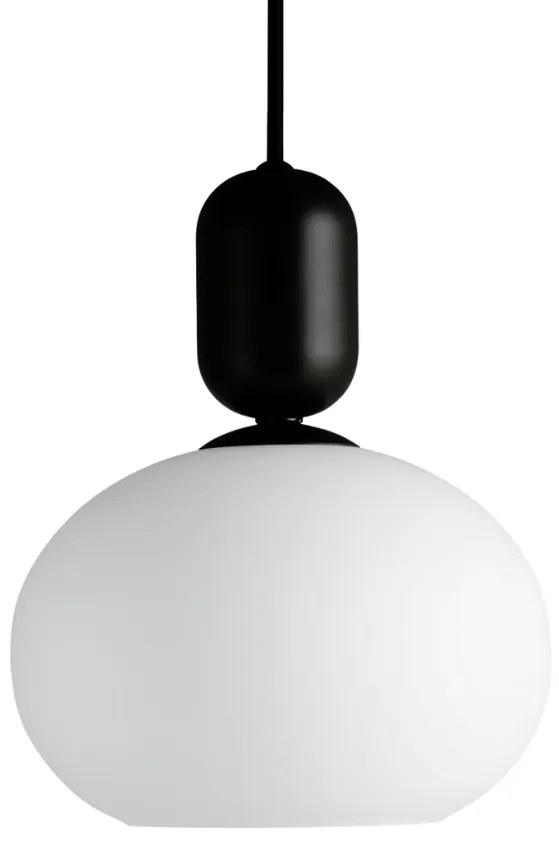 OnaDnes -20% Nordlux Opálově bílé skleněné závěsné světlo Notti 20 cm s černým zavěšením