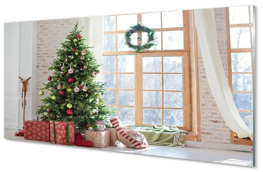 Obraz na skle vánoční dárky 140x70 cm