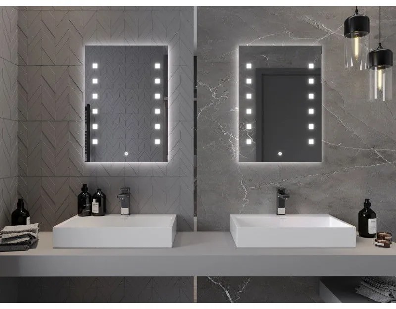 Mexen Ner, LED koupelnové zrcadlo s podsvícením 50x70 cm, 6000K, ochrana proti zamlžování, 9809-050-070-611-00