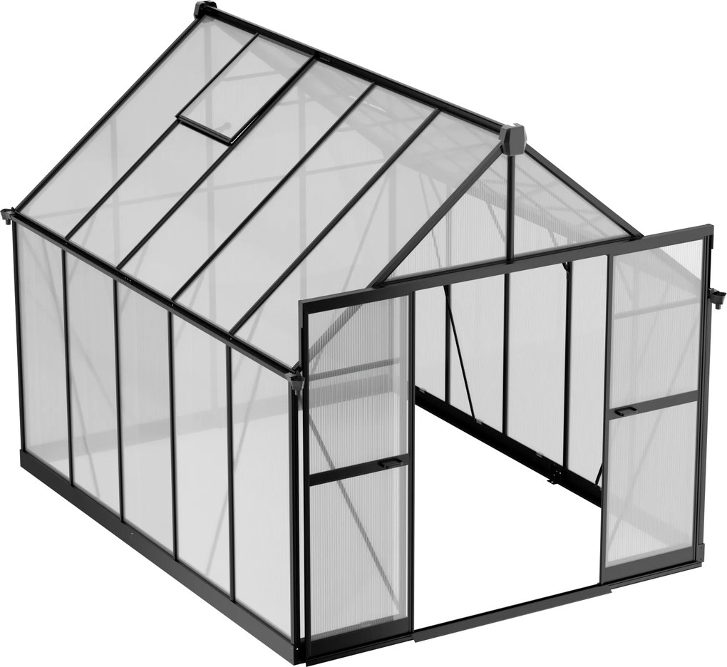 Skleník 234 x 244 x 312 cm, zesílená konstrukce, polykarbonát 6 mm