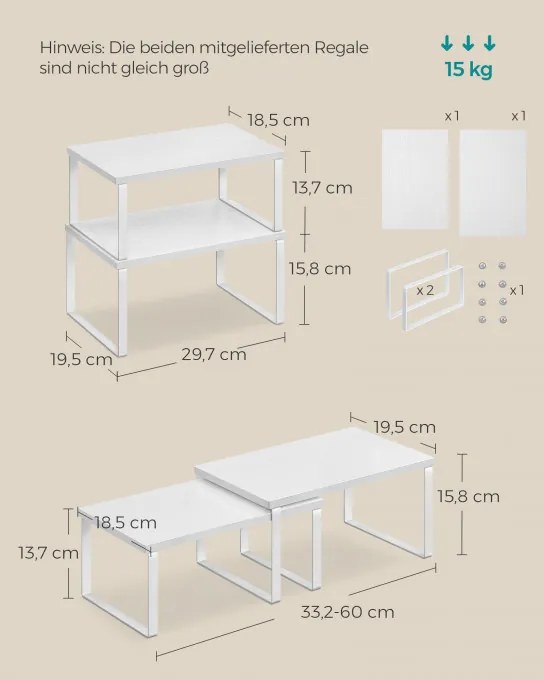 Set 4 kuchyňských polic KCS027W01