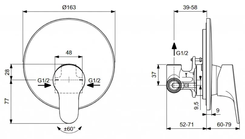 Ideal Standard Cerabase - Sprchová baterie podomítková, chrom A7392AA