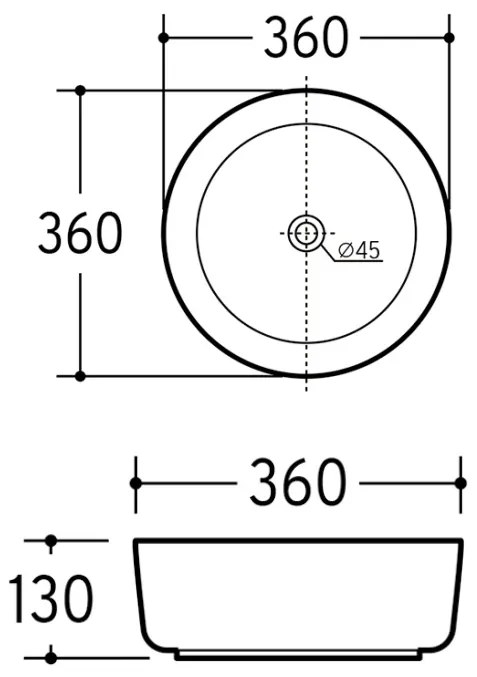 COMAD Umyvadlo na desku - UM-6259, 40 cm, keramické, bílá/černá