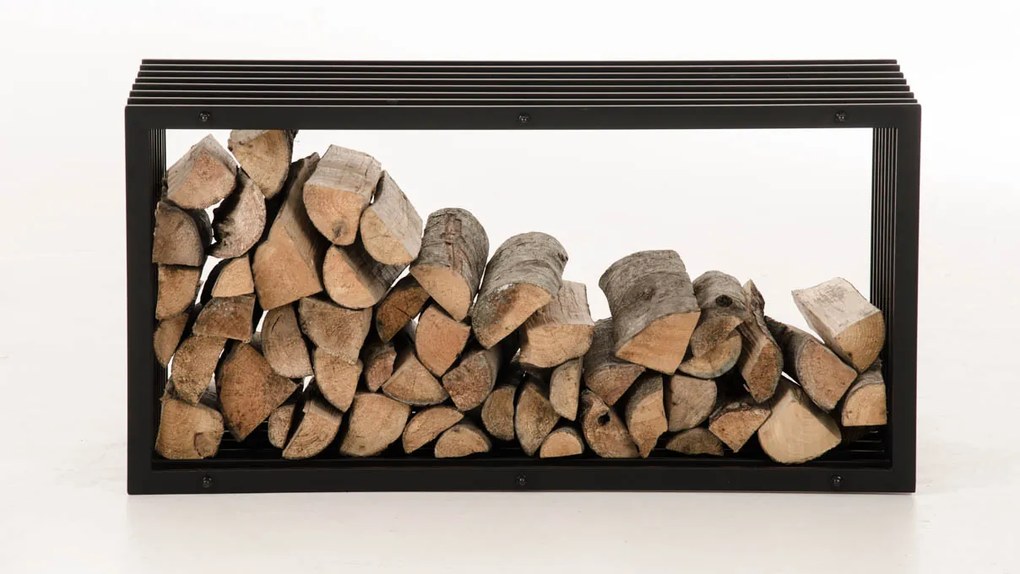 Stojan na palivové dřevo Elite - černý | 100x50x40 cm