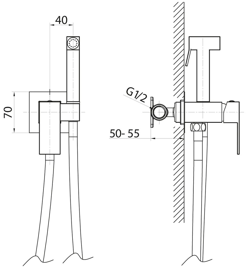 Sapho Sapho, CUBEMIX podomítková bidetová baterie se Stop sprškou, hranatá, zlato mat, CM040GB