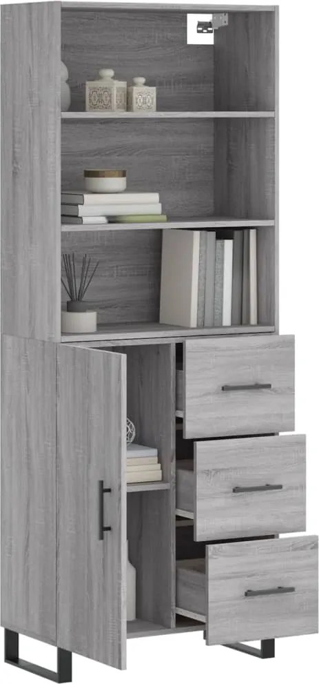 Skříň highboard šedá sonoma 69,5 x 34 x 180 cm kompozitní dřevo 3189475