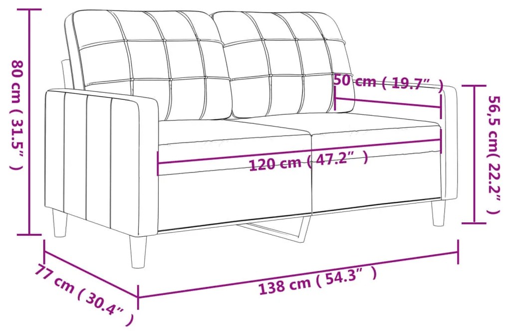 2místná pohovka světle šedá 120 cm textil - Default Title