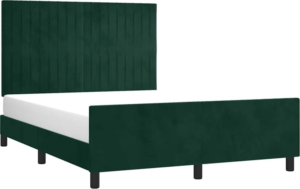 Rám postele bez matrace tmavě zelená 140 x 190 cm samet 3125876