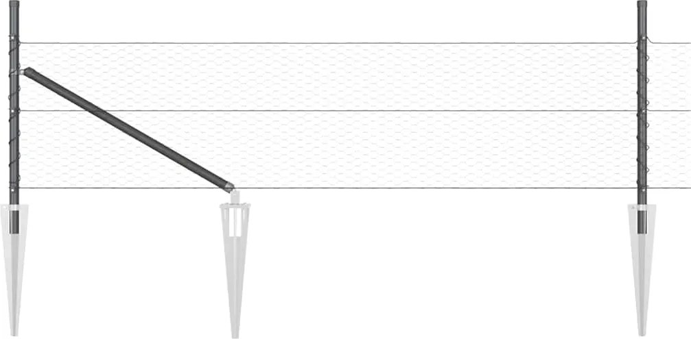 Hexagonální plot s podpěrou 100 x 0,8 m Ocel potažená PVC Šedá 3353304