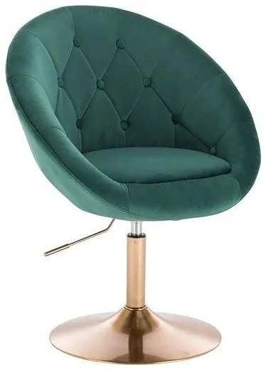 LuxuryForm DESIGN Otočné křeslo VERA VELUR na zlatém talíři - zelené
