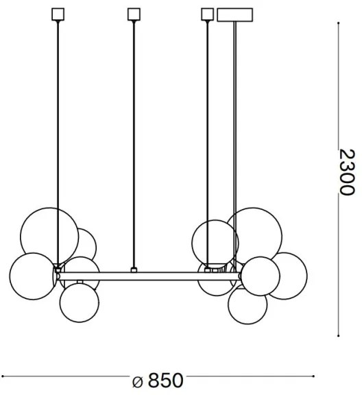 Ideal Lux - LED Lustr na lanku PERLAGE 14xG9/3W/230V pr. 85 cm černá/kouřová