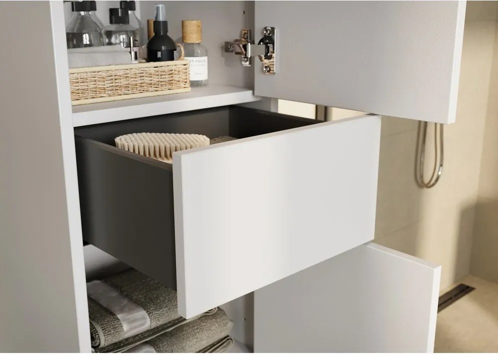 Krémová matná vysoká koupelnová skříňka 33x123 cm Arnea – Germania