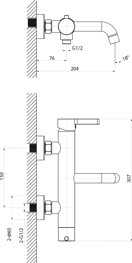 Sapho Sapho, ICONIC nástěnná vanová baterie, zlato mat, AF010GB