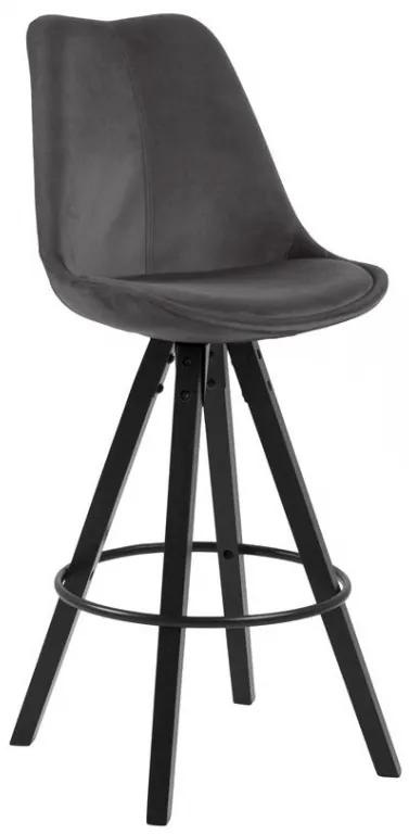 Barová židle Damian, samet, tmavě šedá/černá