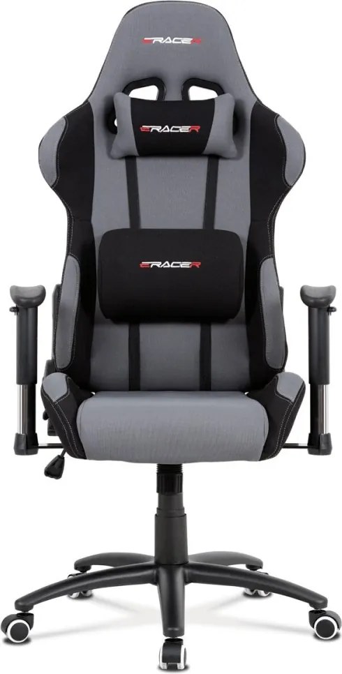 Kancelářská židle houpací mech., kovový kříž, šedá látka – opěrák 90°–180° Šedá