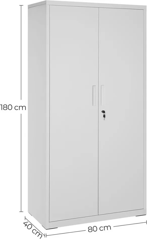 Komoda 80x40x180cm, kov, bílá, AUS-E1115 GREY