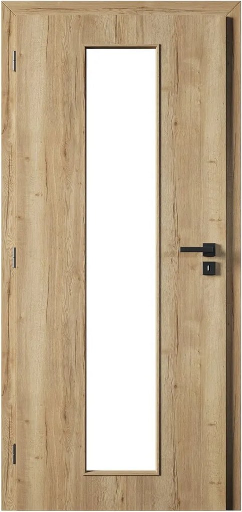 Solodoor Interiérové dveře Etta 7, 80 L, 80 × 197 cm, fólie, levé, dub Halifax, prosklené