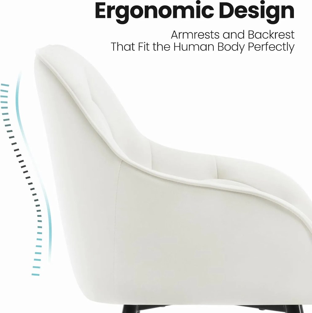 WOLTU Jídelní židle – sada 2 ks, čalouněné, velur, krémové