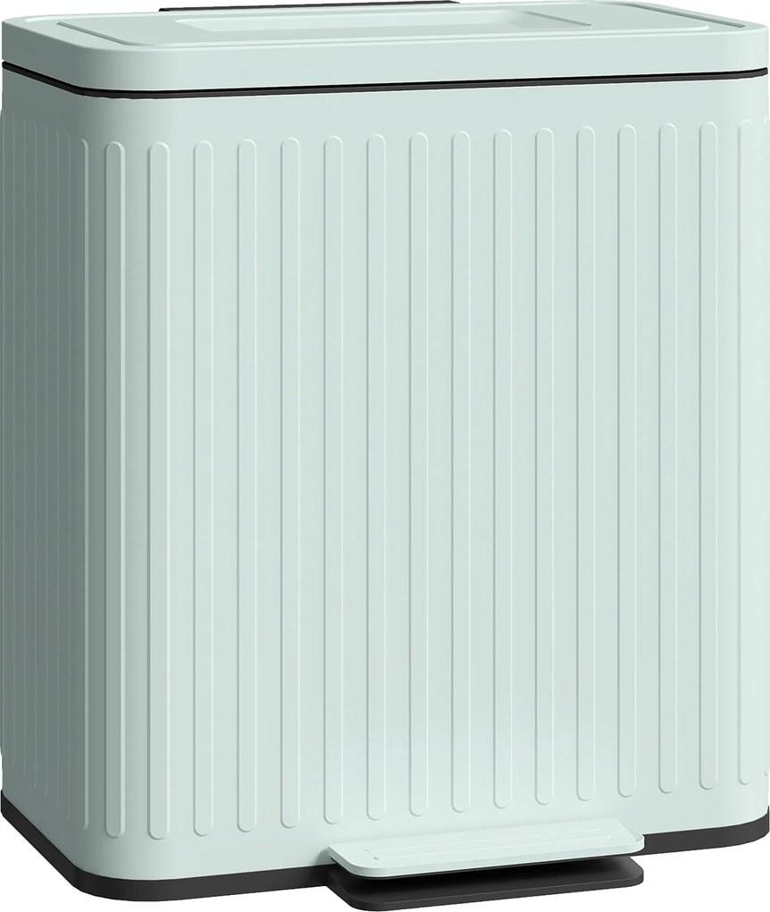 HOMCOM koš na odpad 40 l s pedálem a dvěma přihrádkami — 2 × 20 l, tlumené dovírání, funkce držení otevřeného víka, vyjímatelné vnitřní nádoby — zele…