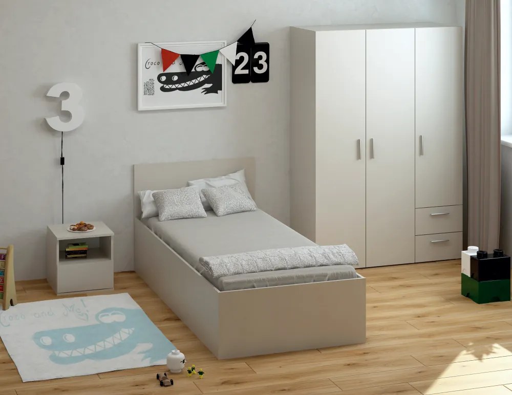 Postel s kovovým roštem a úložným prostorem, 90x200, kašmír, DOLI