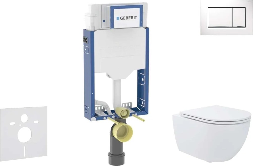 SANITINO - Set předstěnové instalace, klozetu Oudee a Slim sedátka softclose, tlačítko Sigma20, bílá/chrom SANI11CA31174