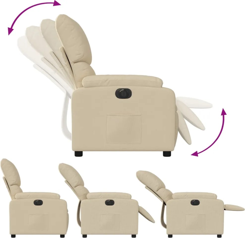 Elektrické polohovací křeslo krémové textil 3204809