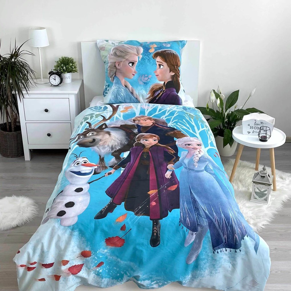 Jerry Fabrics DĚTSKÉ BAVLNĚNÉ POVLEČENÍ FROZEN 140X200 CM, 1KS 70X90 CM VZOROVANÉ