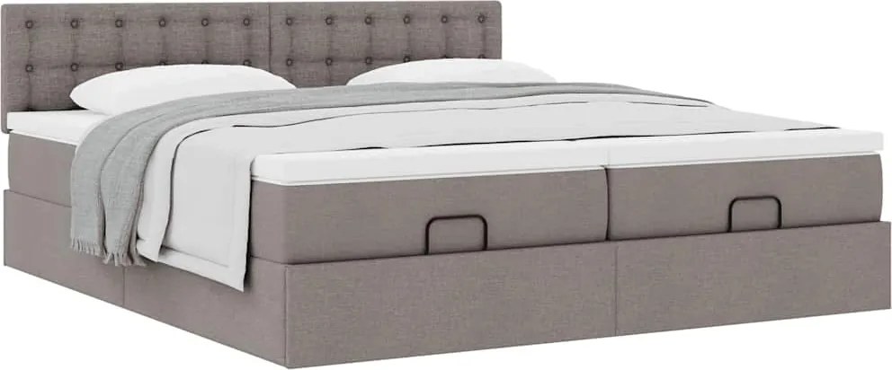 Osmanský rám postele s matracíes taupe 200x200cm textil 3312047