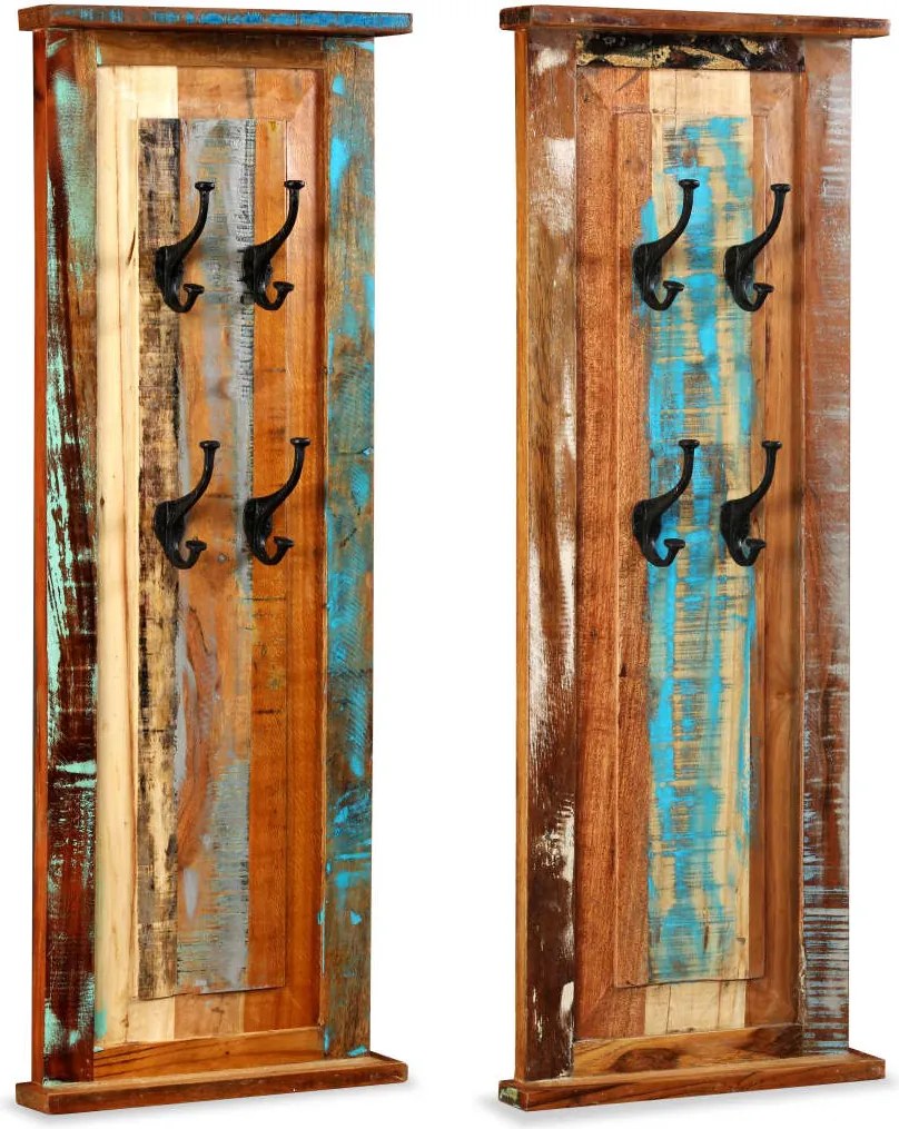 Věšák na kabáty 2 ks masivní recyklované dřevo 38 x 100 cm 244588