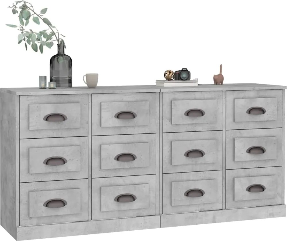 Příborníky 2 ks betonově šedé kompozitní dřevo 3185283