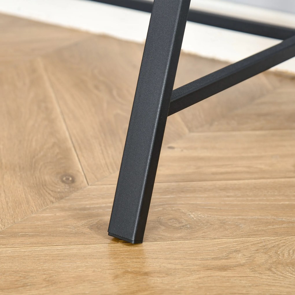 Stůl HOMCOM Počítačový stůl s úložným prostorem a otvorem na kabely, kovový ořech, 84x45x85cm, ideální pro domácí kancelář a pracovnu