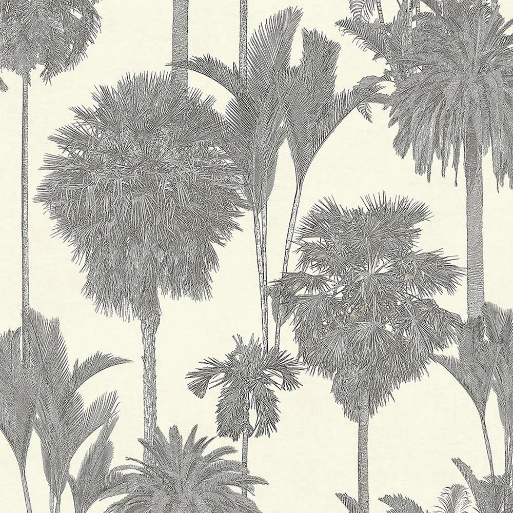 Eijffinger Černobílá vliesová tapeta Oáza, palmy 317326 rozměry 0,686 x 10 m