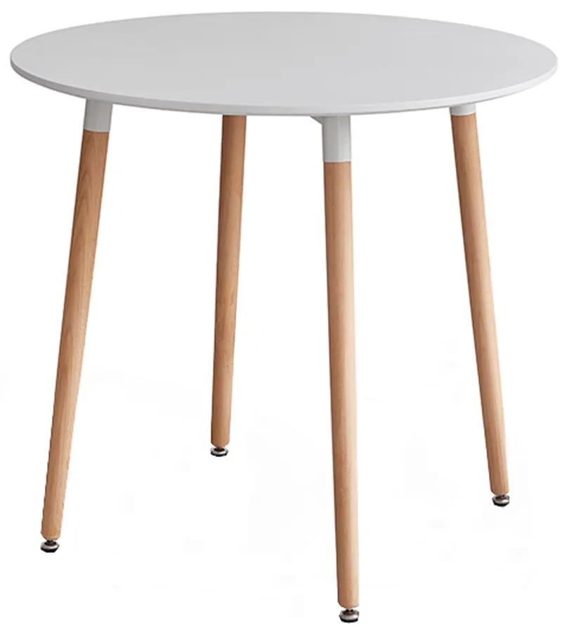 Jídelní stůl, bílá/buk, průměr 80 cm, ELCAN