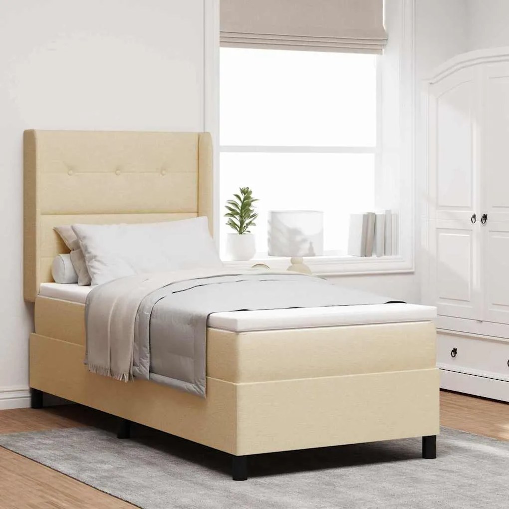 Postel s boxspringem s polštářem Krémová 200 x 80 cm textil 3341614