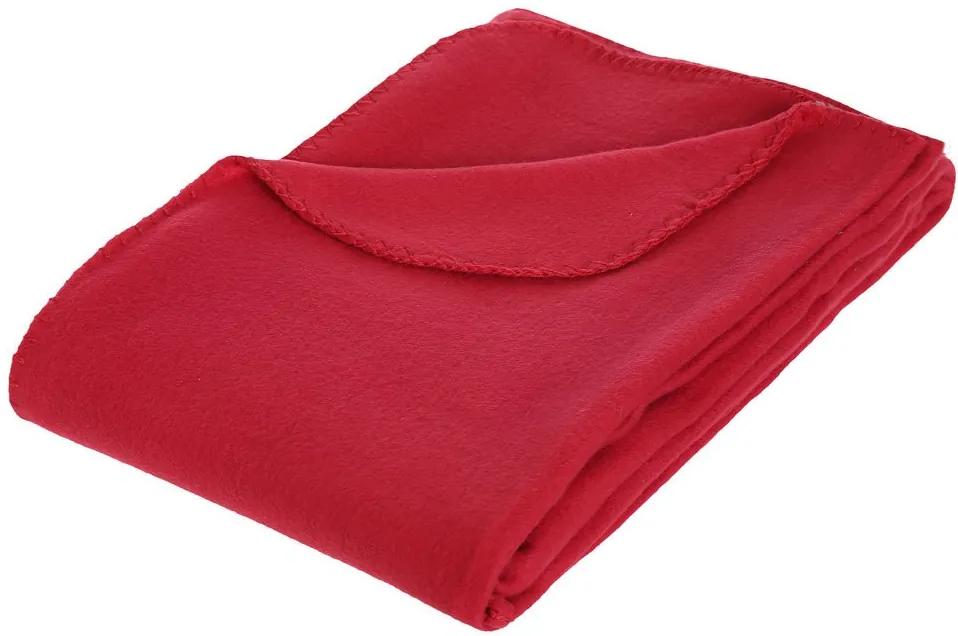 Deka ve stylovém červeném odstínu, příjemný na dotek pléd na chladné večery – 150 x 125 cm
