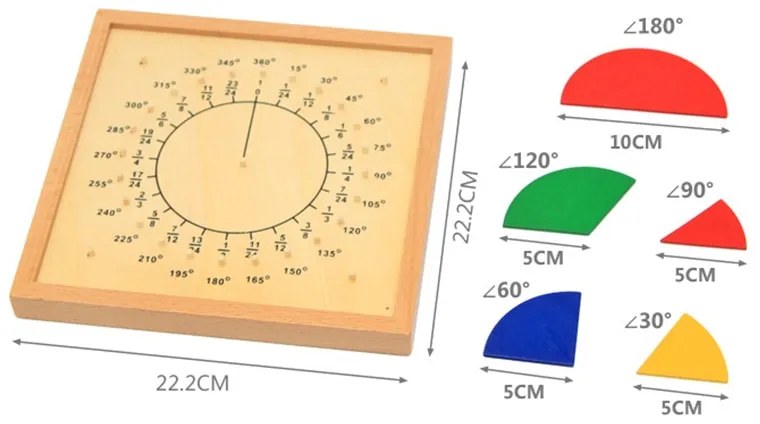 Montessori dřevěný úhloměr
