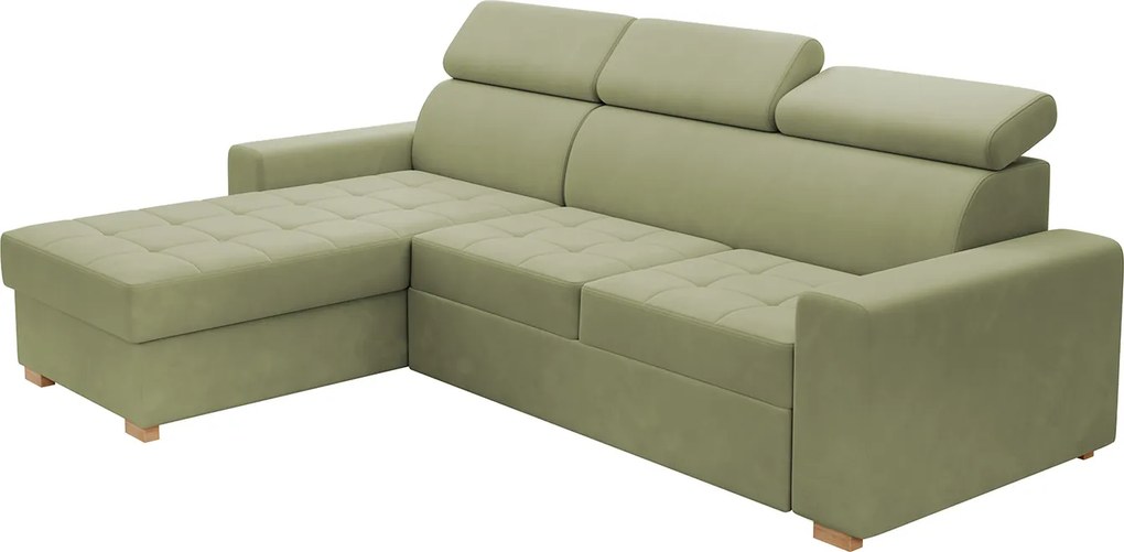 Rohová rozkládací sedací souprava do L MONSUM, 245 cm, s úložným prostorem Roh pohovky: Levý roh, Barva látky: Béžová (Kronos 35)