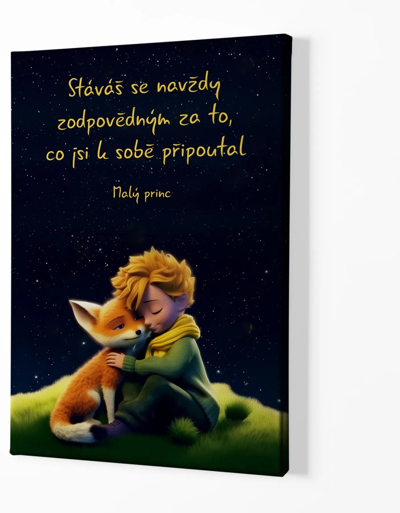 Obraz na plátně - Malý princ, vesmírné souznění, Stáváš se navždy zodpovědným FeelHappy.cz Velikost obrazu: 80 x 120 cm