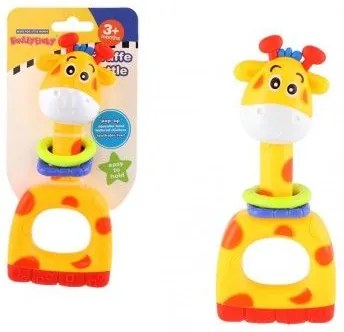 Chrastítko/kousátko/pískátko žirafa plast 7x16cm