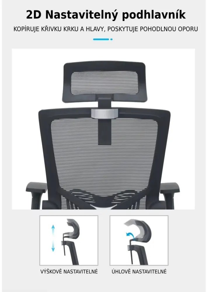 Kancelářská ergonomická židle Neoseat NOVELO — síť / látka, černá, nosnost 150 kg (rozbaleno)