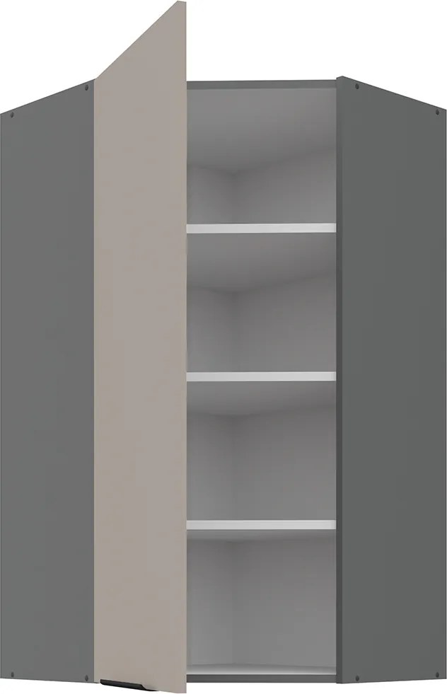 ARIA ta | horní kuchyňská skříňka 60x60 GN-108 1F (45°) rohová s policemi | 60x60 cm | EXTRA VYSOKÁ | antracit/béžová