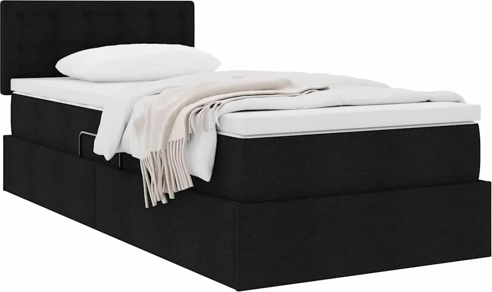 Postel s úložným prostorem a matrací Černá 90 x 200 cm Samet 3370610
