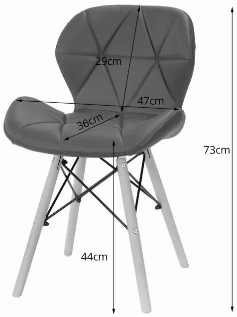 Set tří jídelních židlí LAGO ekokůže - šedá/bílá (hnědé nohy) 3ks