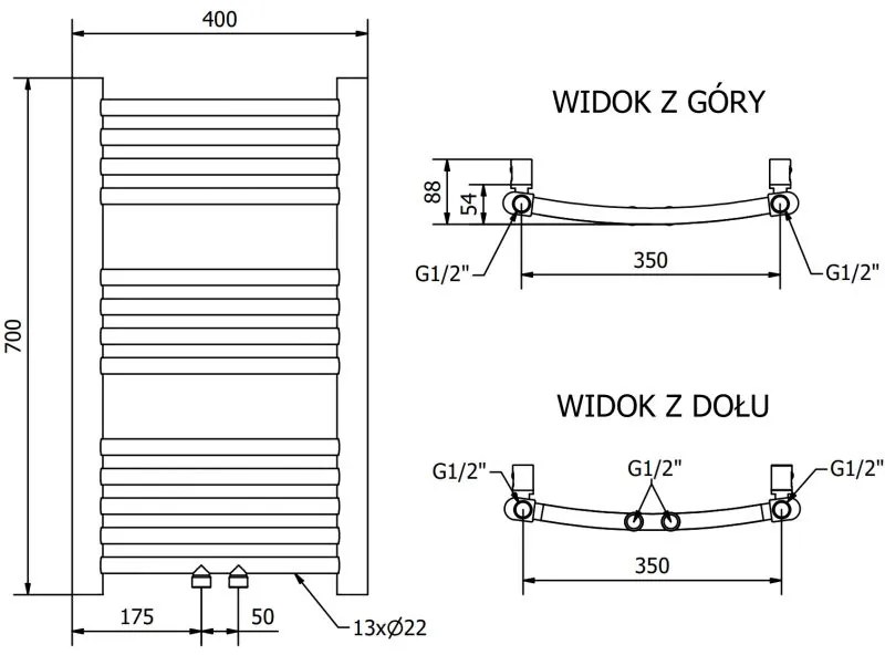 Mexen Ares, elektrické topné těleso 700 x 400 mm, 300 W, zlatá lesklá, W102-0700-400-2300-50